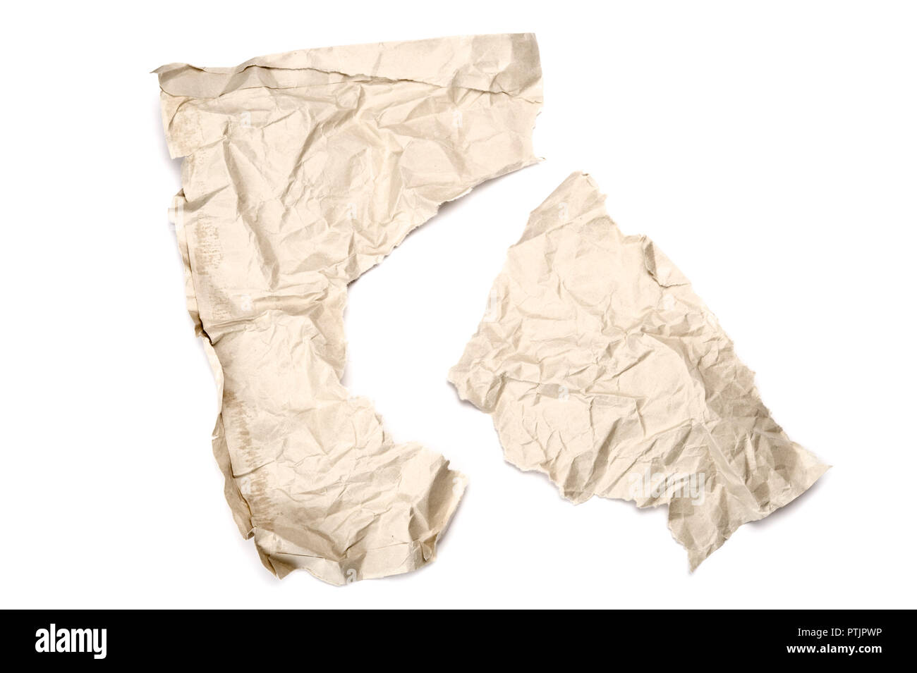 Wrinkled and torn paper on white background Stock Photo - Alamy