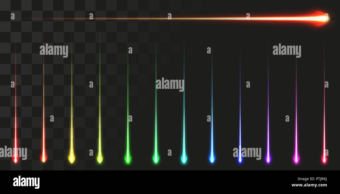 linear energy beam set. vector illustration of high speed particle ...