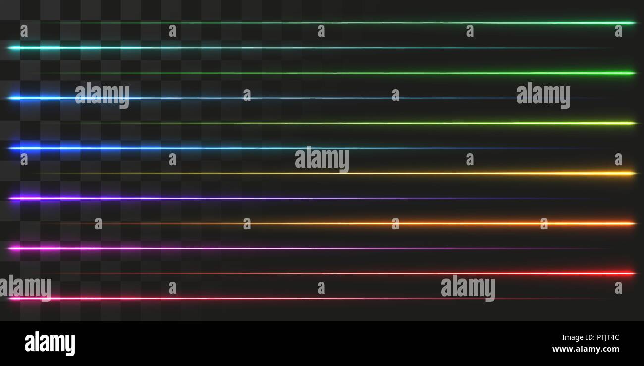 linear energy beams set. vector illustration of lasers with transparent ...