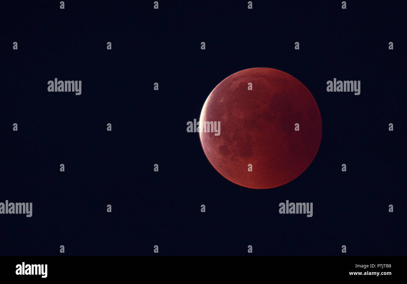 A full moon turned red during moon eclipse in July 27th 2018 Stock ...