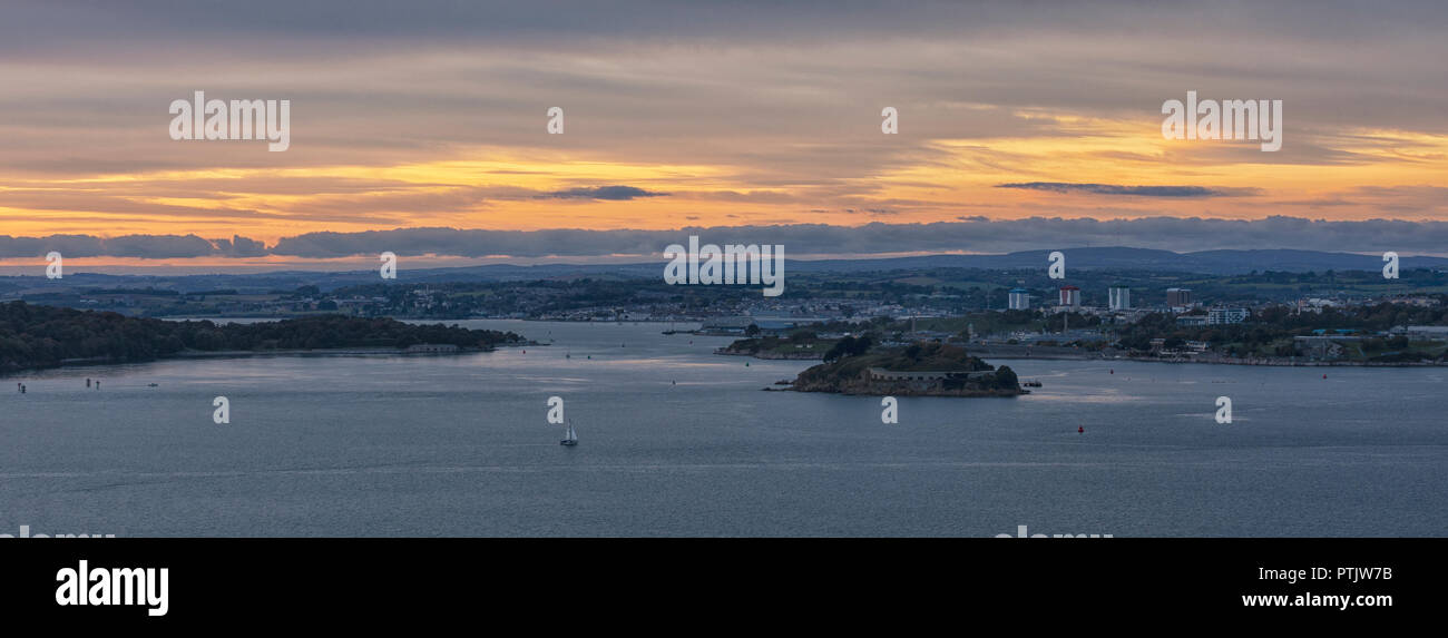 Plymouth Sound at Sunset Stock Photo - Alamy