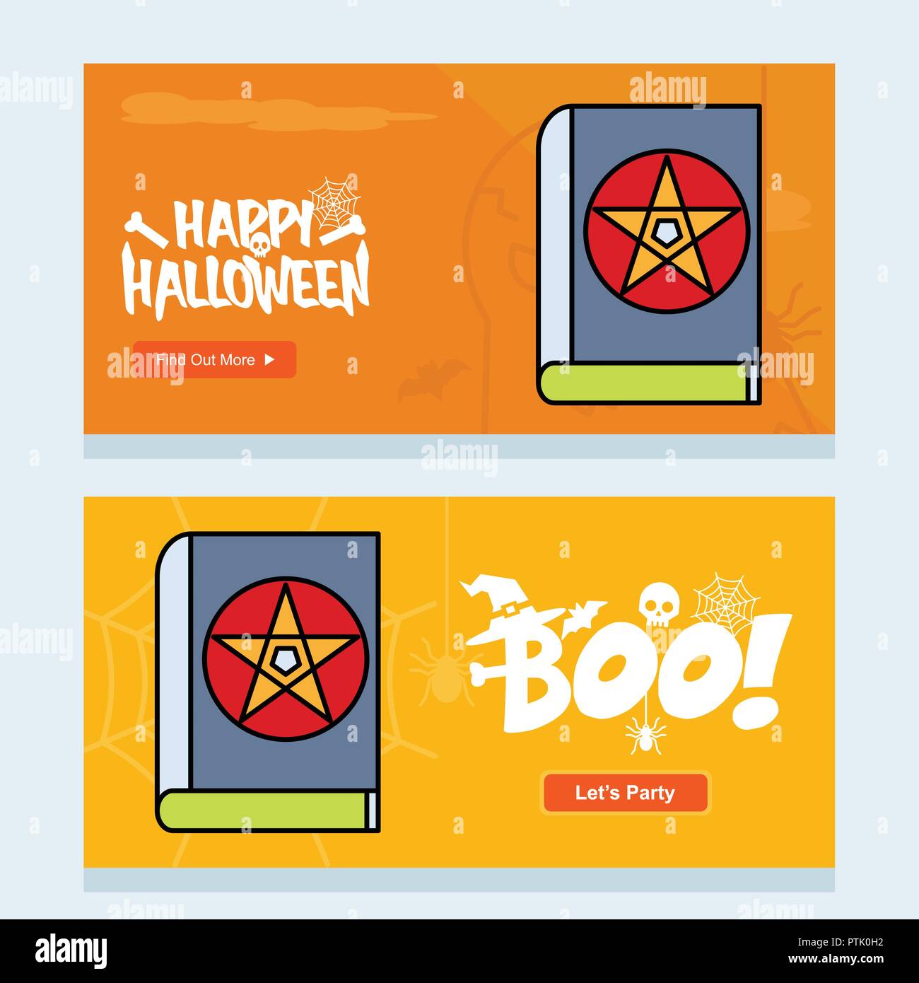 Happy Halloween invitation design with devil book vector Stock Vector ...