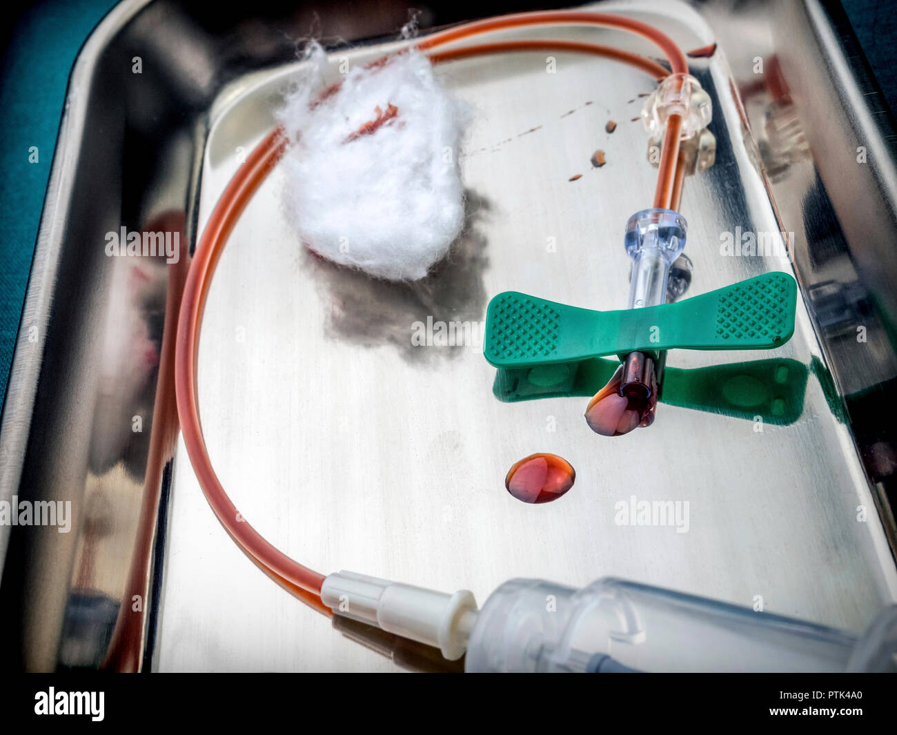 Blood extraction equipment to a donor in a hospital, conceptual image ...