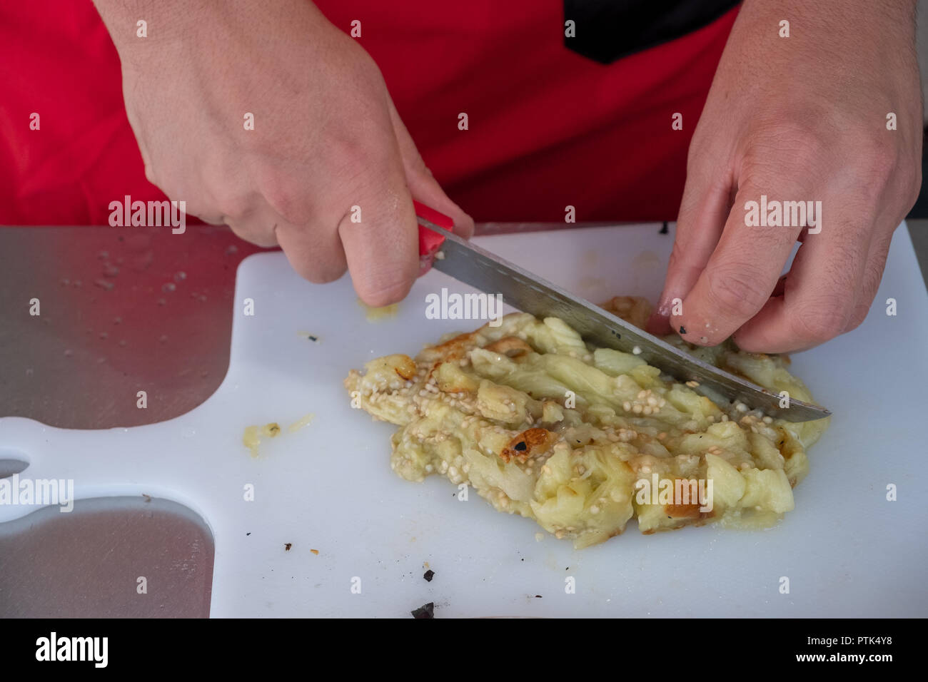 Chef in hotel or restaurant kitchen cooking only hands Stock Photo - Alamy