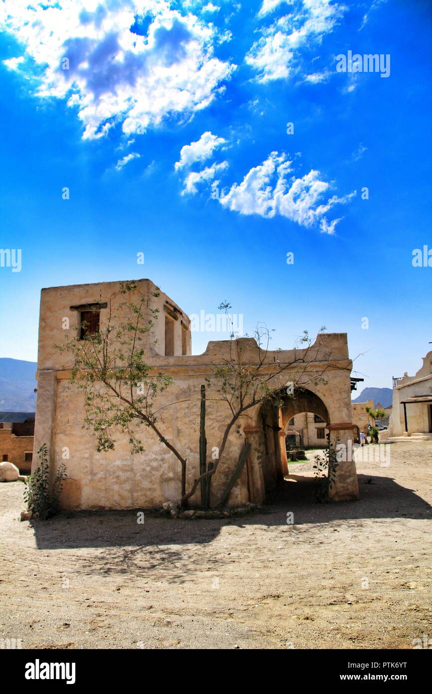 Far west old town in the Desert of Tabernas, Almeria, Spain Stock Photo ...