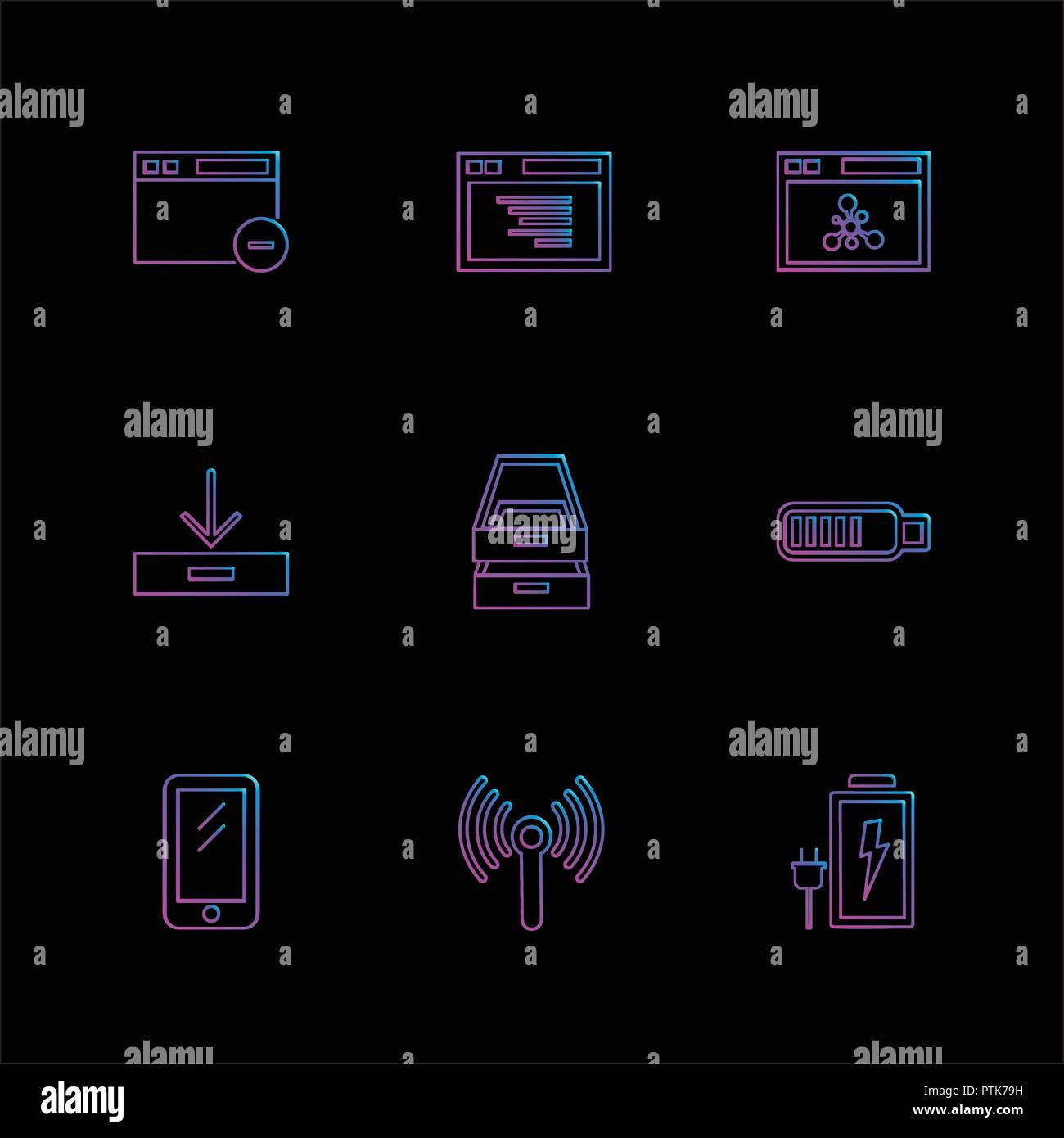 battery , wifi , network , infrared , signals , web , user interface ...