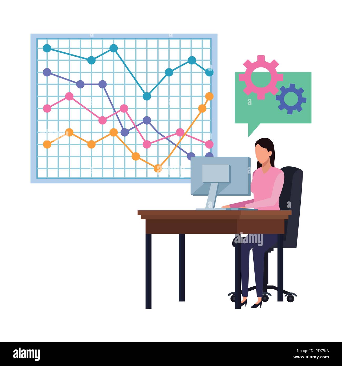 Businesswoman presenting diagram cartoon Stock Vector Image & Art - Alamy