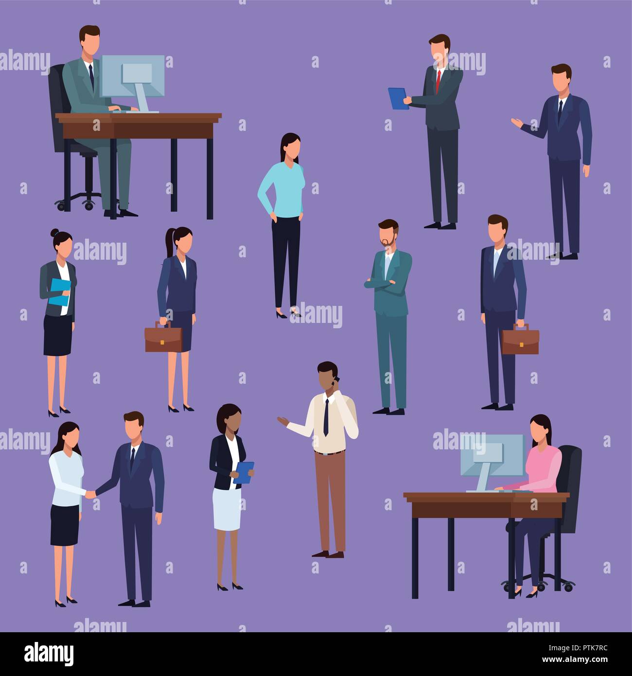 Standing desk modern computer Stock Vector Images - Alamy