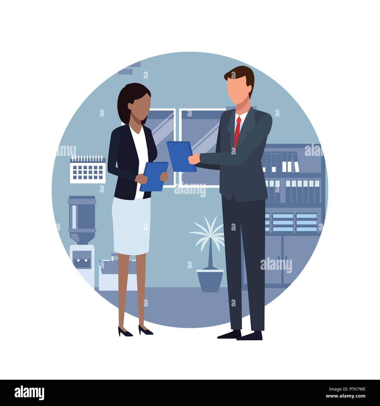 Two colleagues talking work Stock Vector Images - Alamy