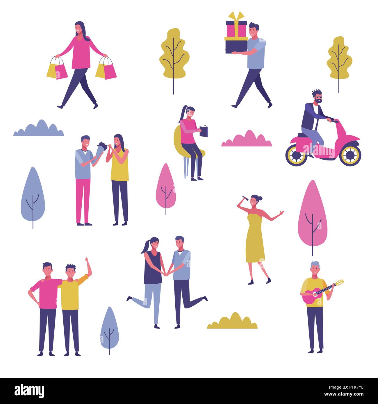 set of young people having fun outdoors Stock Vector Image & Art - Alamy