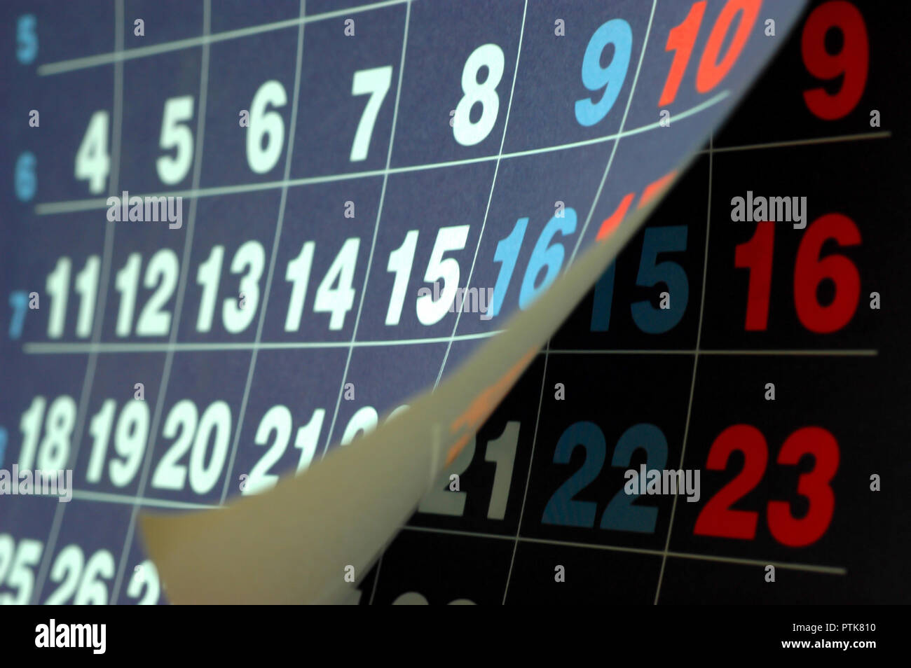 Close up of page inside calendar, soft focus Stock Photo - Alamy