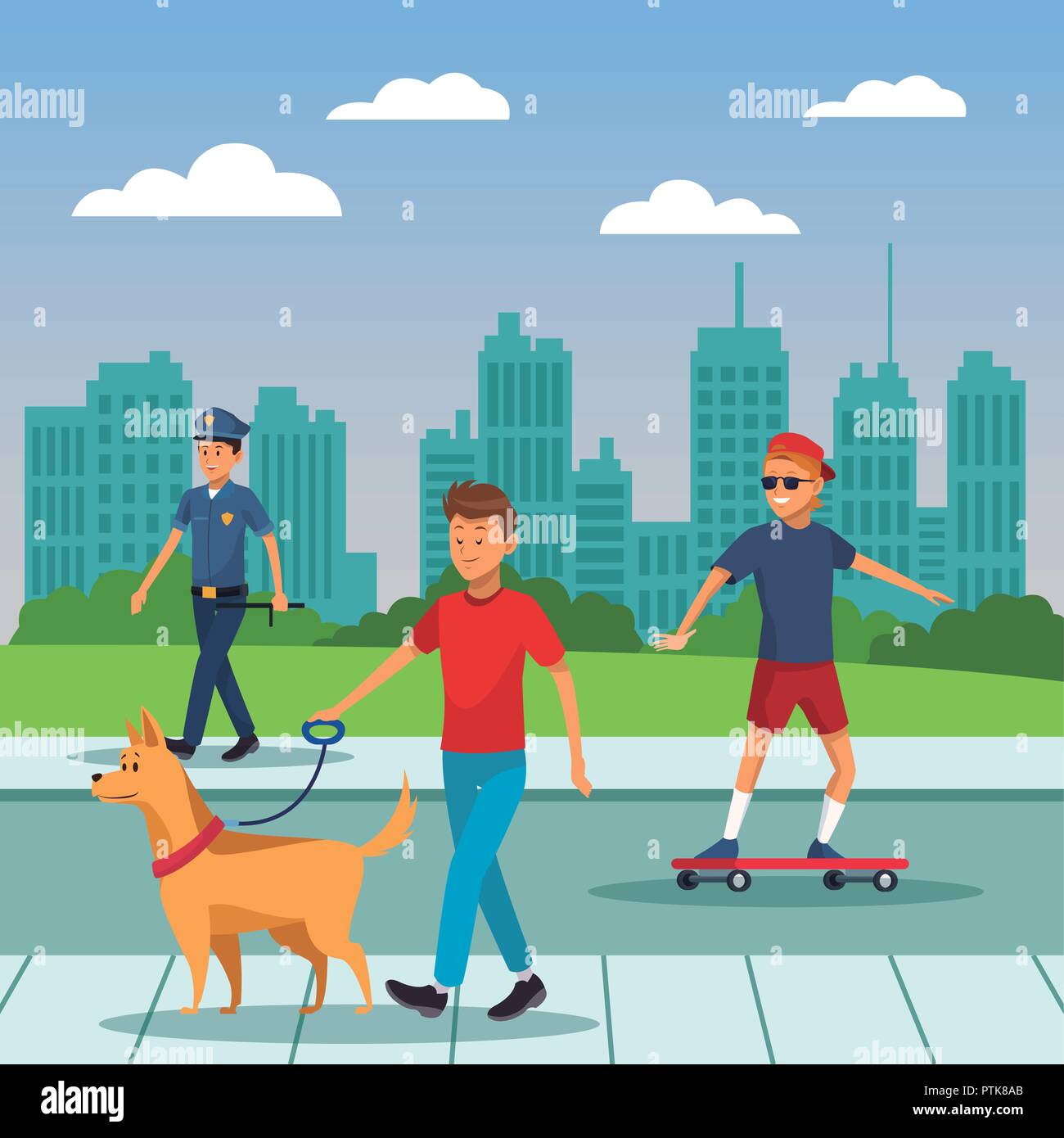 city people walking cartoons Stock Vector Image & Art - Alamy