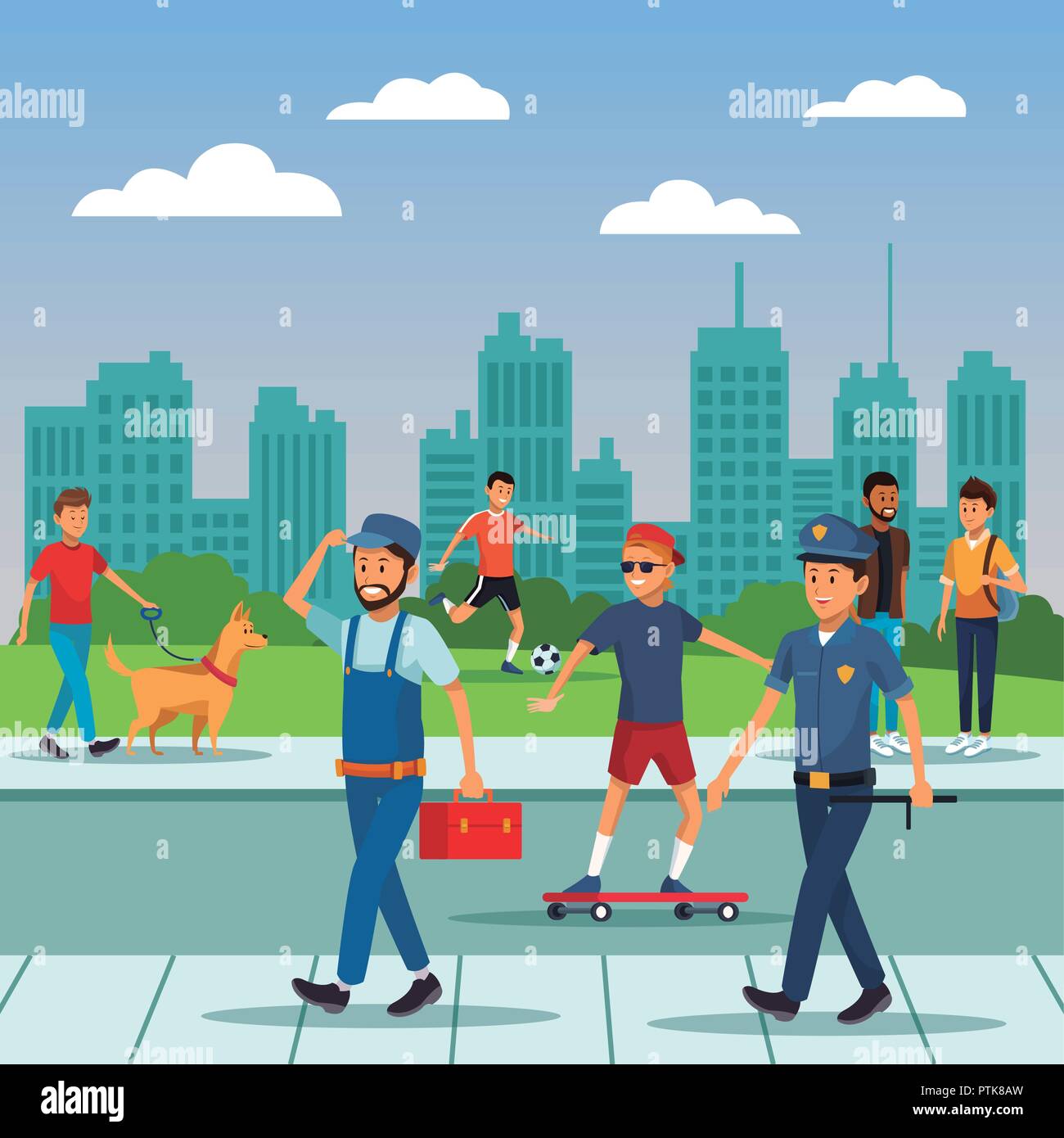 city people walking cartoons Stock Vector Image & Art - Alamy