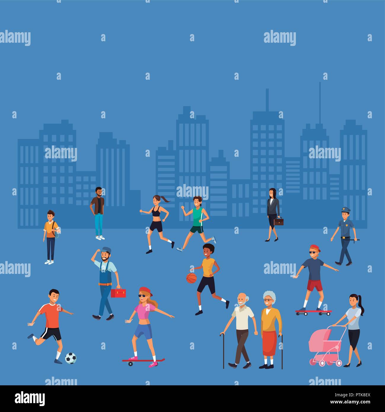 city people walking cartoons Stock Vector Image & Art - Alamy
