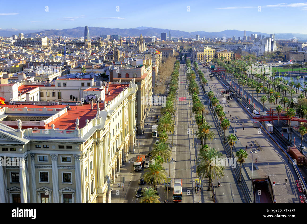 Cityscape of the waterfront in Barcelona, Spain Stock Photo - Alamy