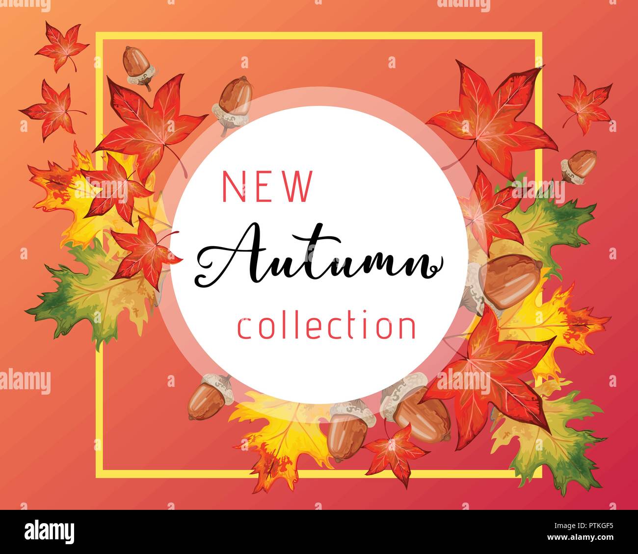 New collection circular banner for Autumn with fall leaves Stock Vector ...