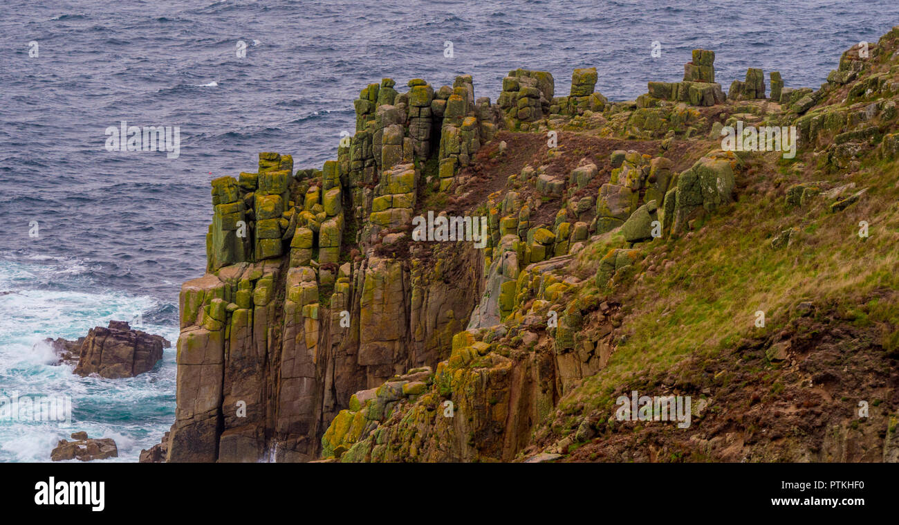 Famous Landmark in Cornwall - Lands End at the Celtic Sea Stock Photo ...