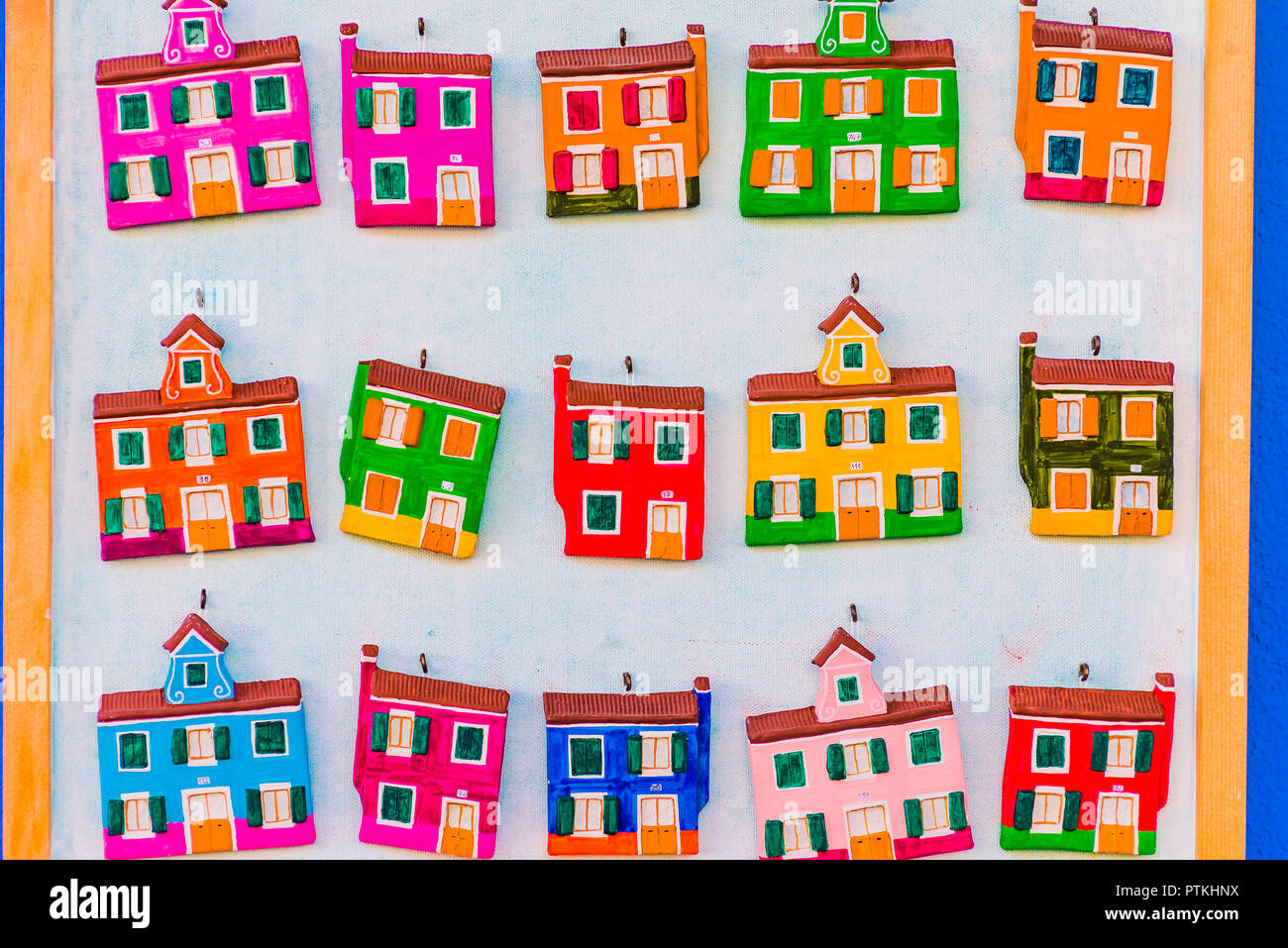 Tourist souvenirs. Shop selling handicrafts. Burano, Venice, Veneto, Italy, Europe Stock Photo ...