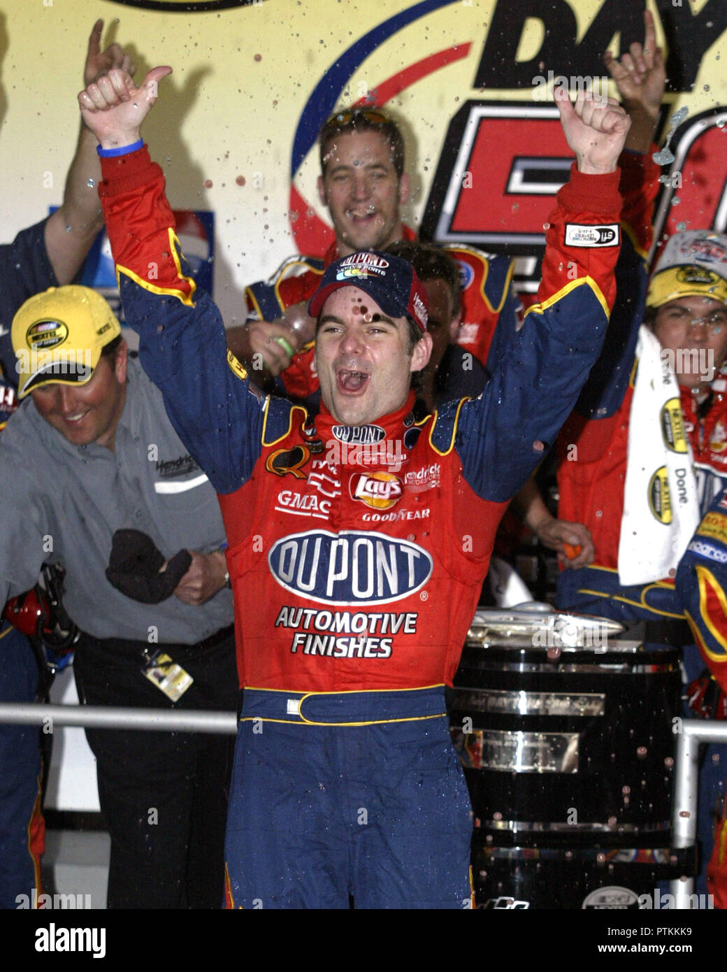 Jeff Gordon celebrates winning the 47th annual Daytona 500 at Daytona ...