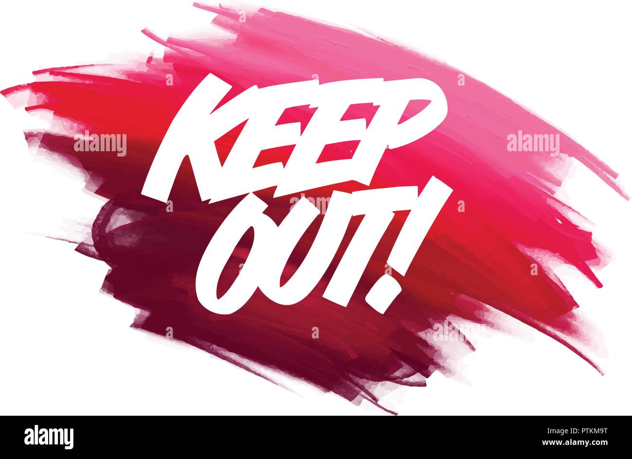 Hand-written lettering brush phrase keep out with watercolor background ...