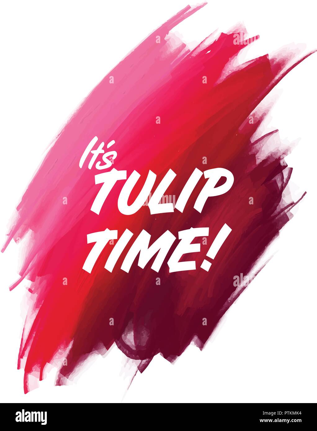 Hand-written lettering brush phrase Tulip Time with watercolor ...