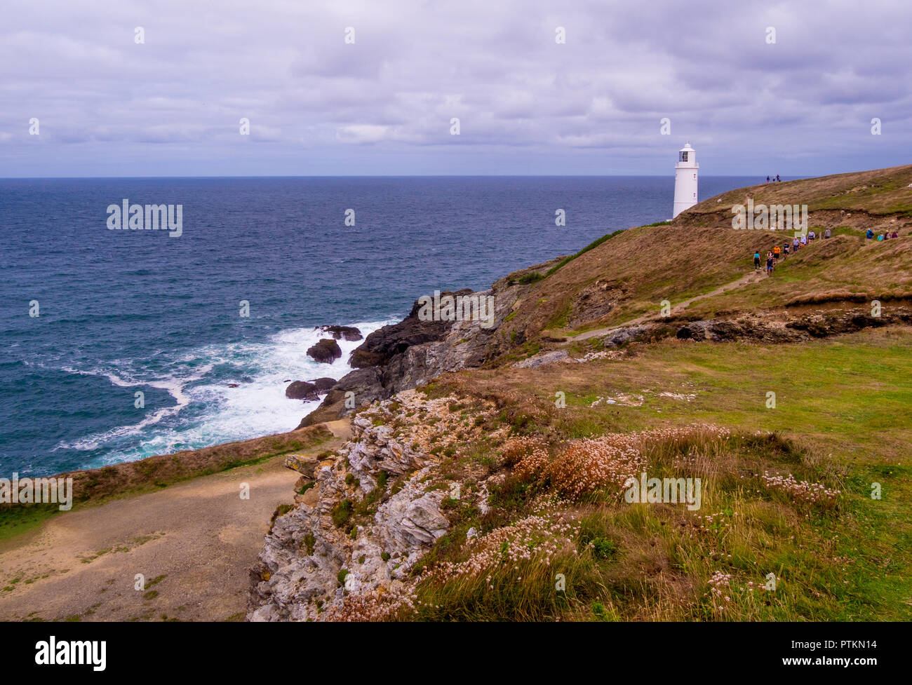 Lighthouse at the Coast of Cornwall in England Stock Photo - Alamy