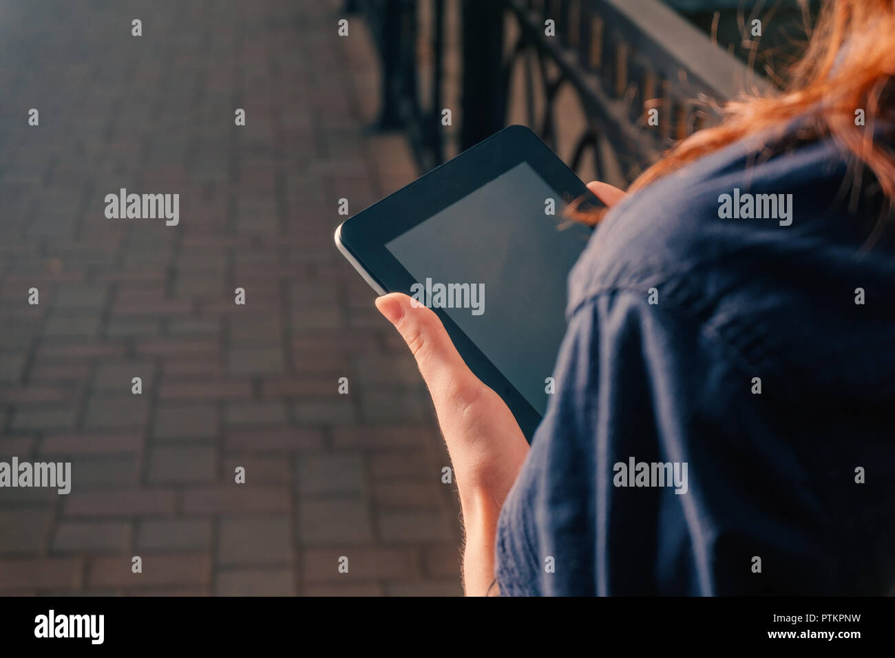 Watching tablet over the shoulder hi-res stock photography and images ...