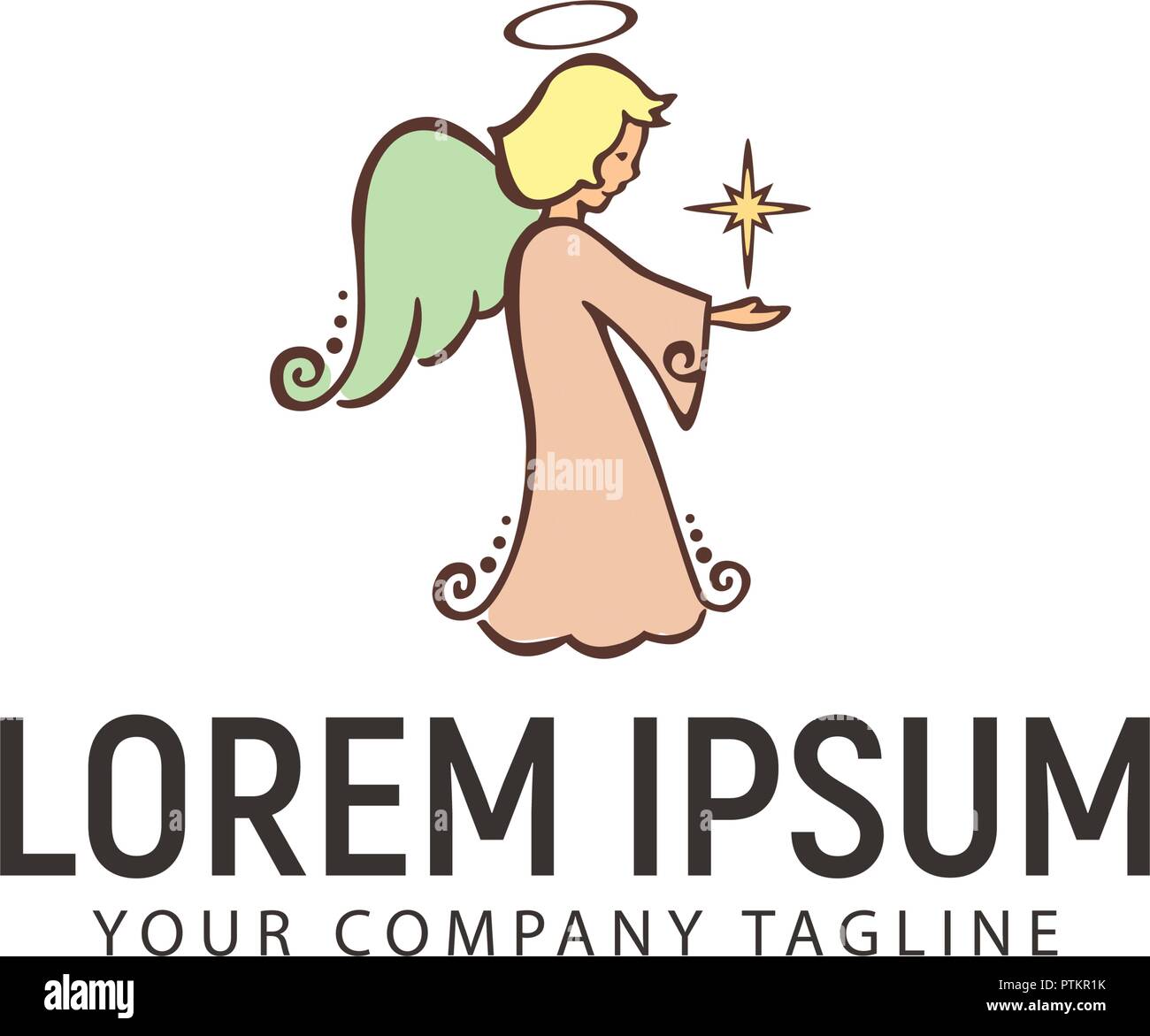 angel hand drawn logo design concept template Stock Vector Image & Art ...