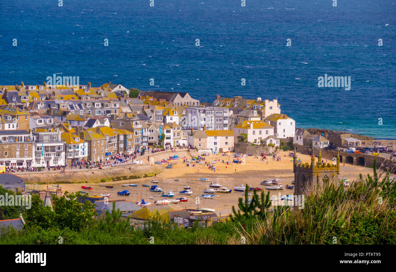 Aerial view over St Ives in Cornwall England Stock Photo - Alamy