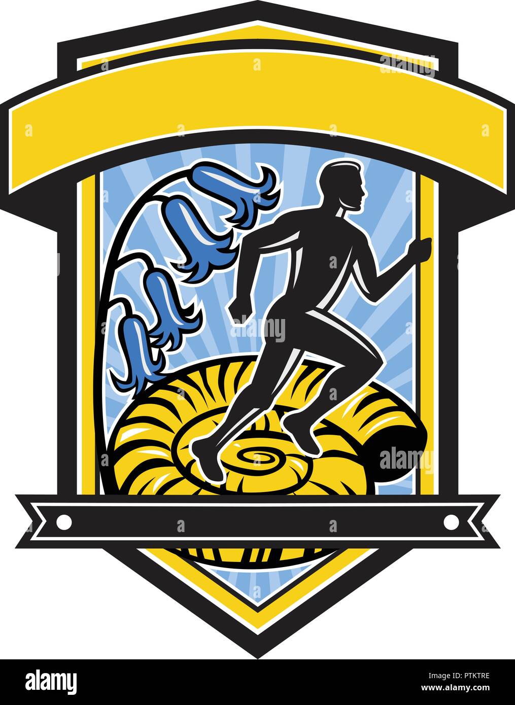 Mascot icon illustration of a marathon runner running viewed from side ...