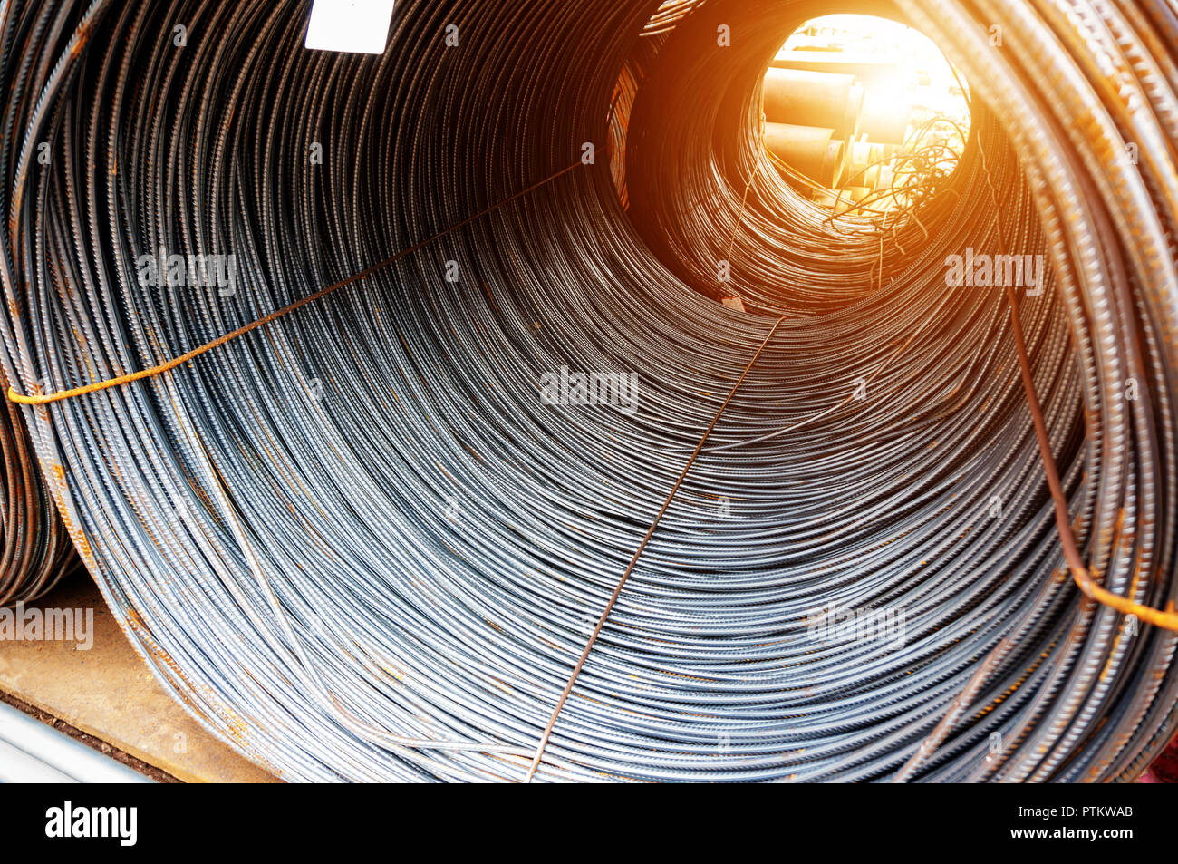 steel rebar for reinforcement concrete at construction site with house ...