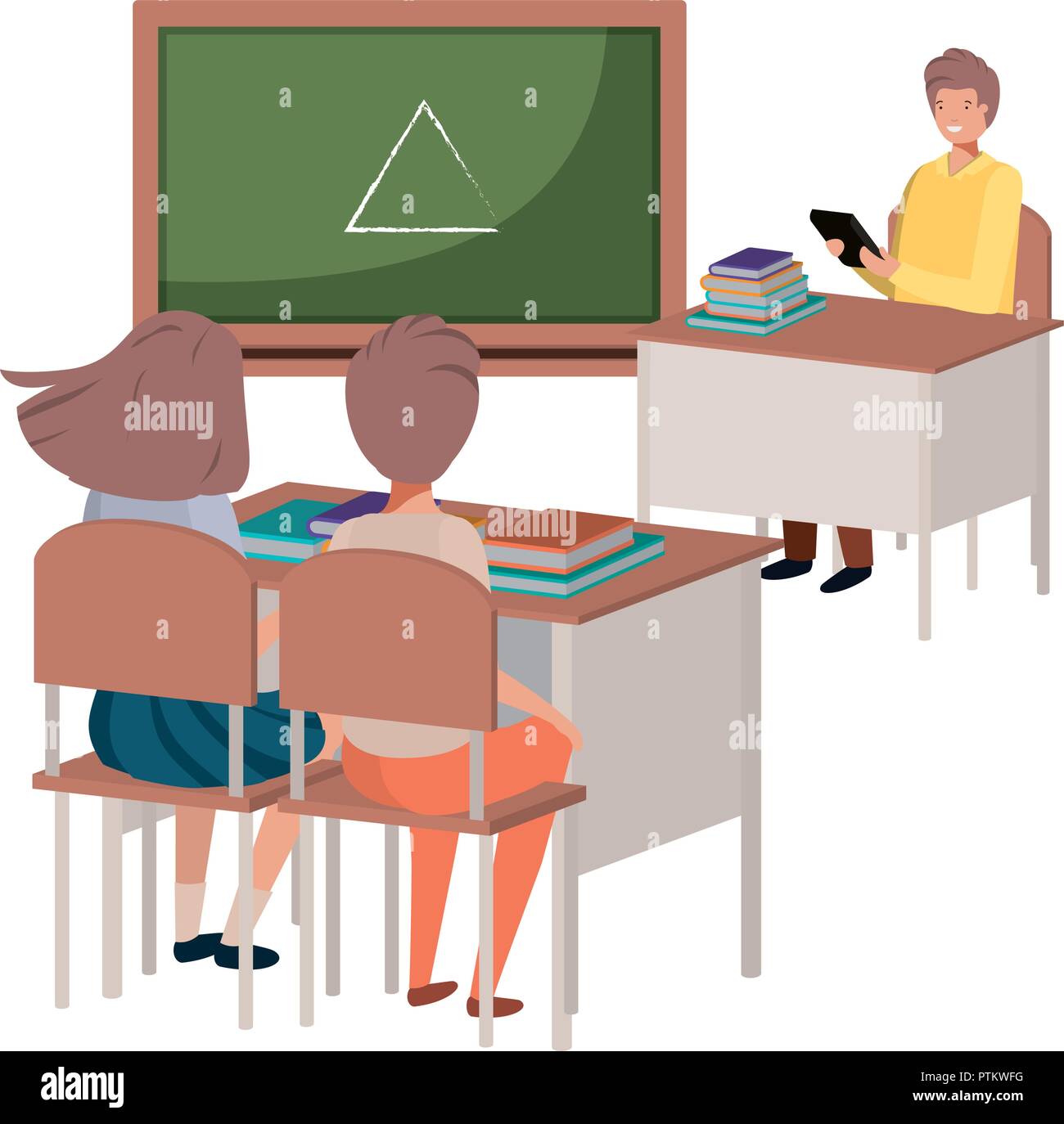 Classroom table students book Stock Vector Images - Alamy