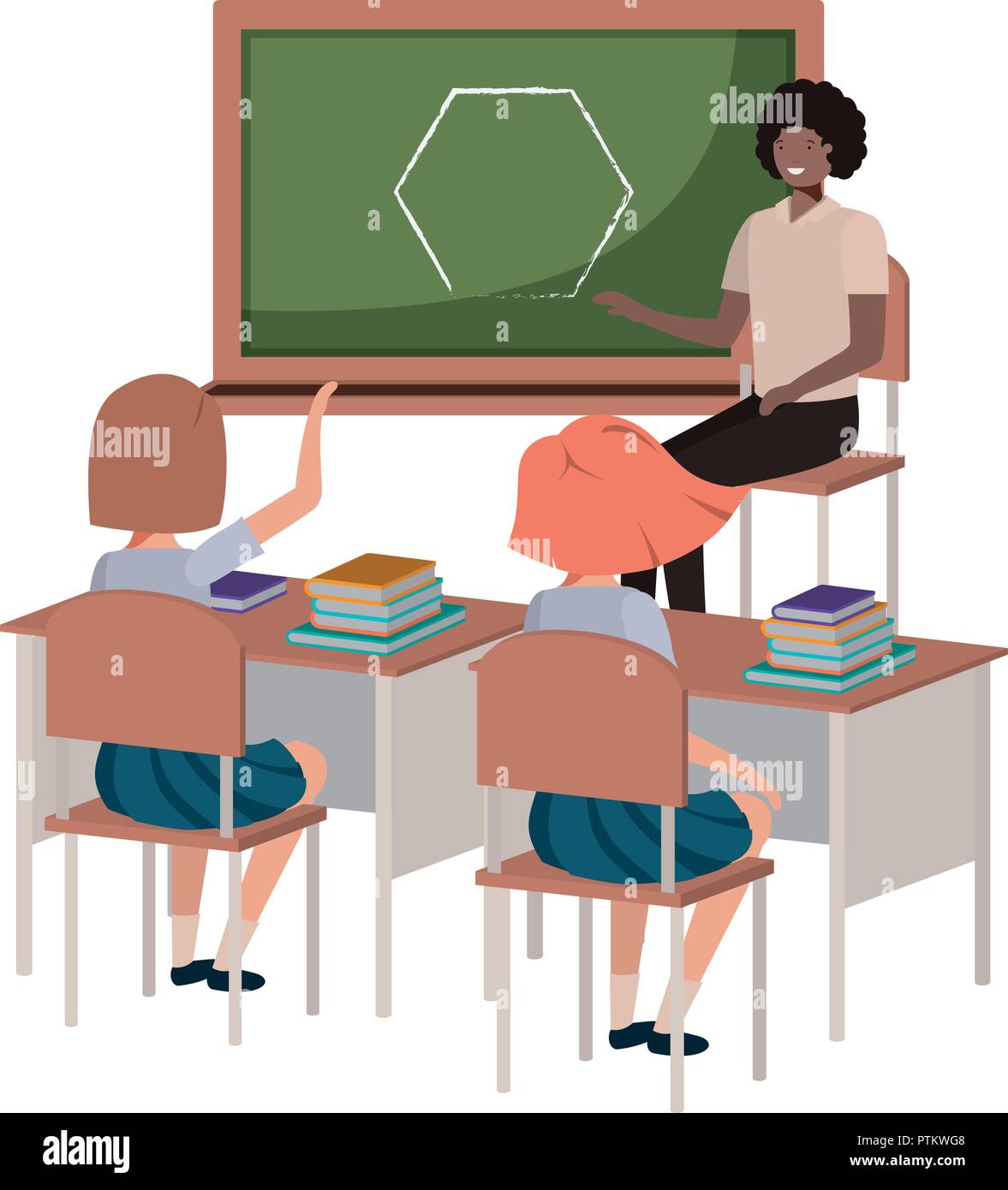 teacher in classroom with students avatar character Stock Vector Image ...