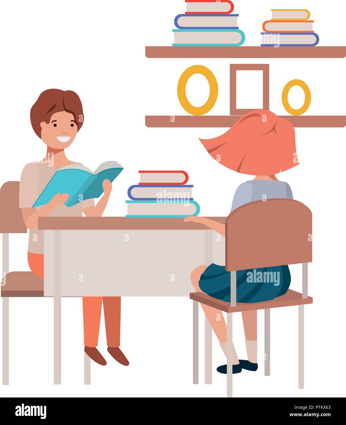 young students sitting in school desk Stock Vector Image & Art - Alamy