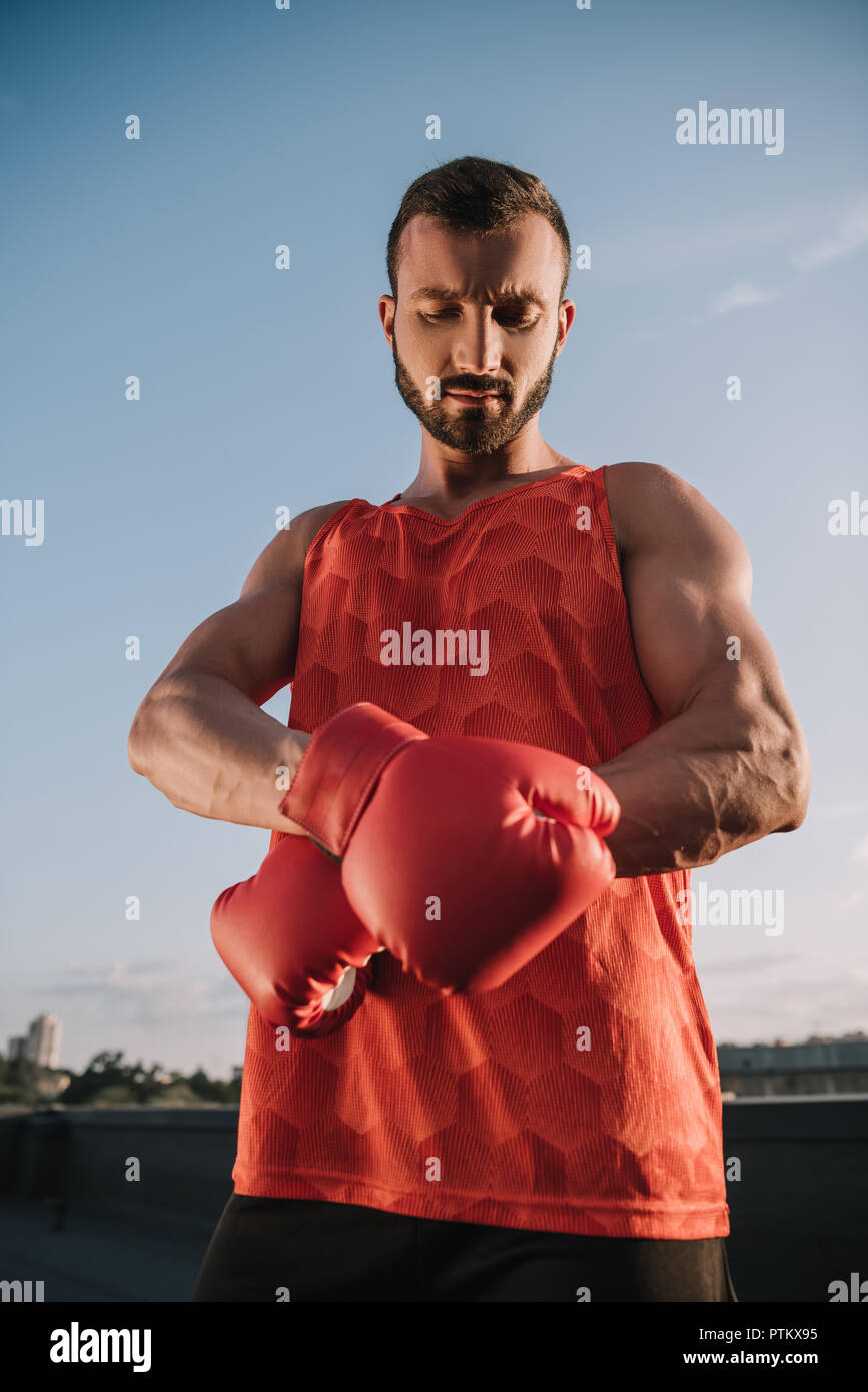 Tying gloves hi-res stock photography and images - Alamy