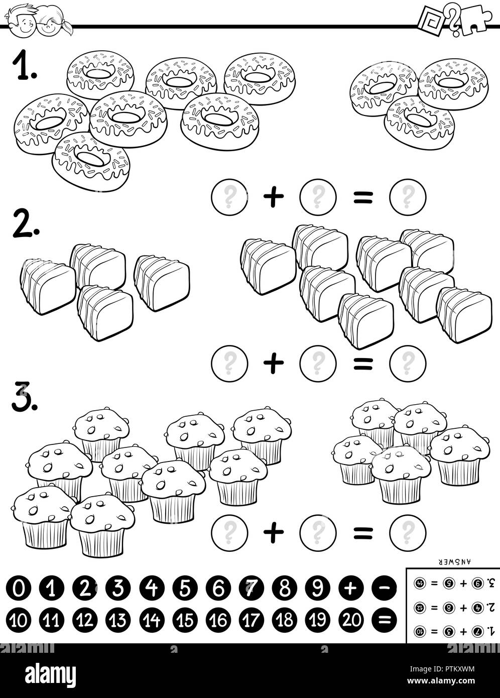 Black and White Cartoon Illustration of Educational Mathematical ...