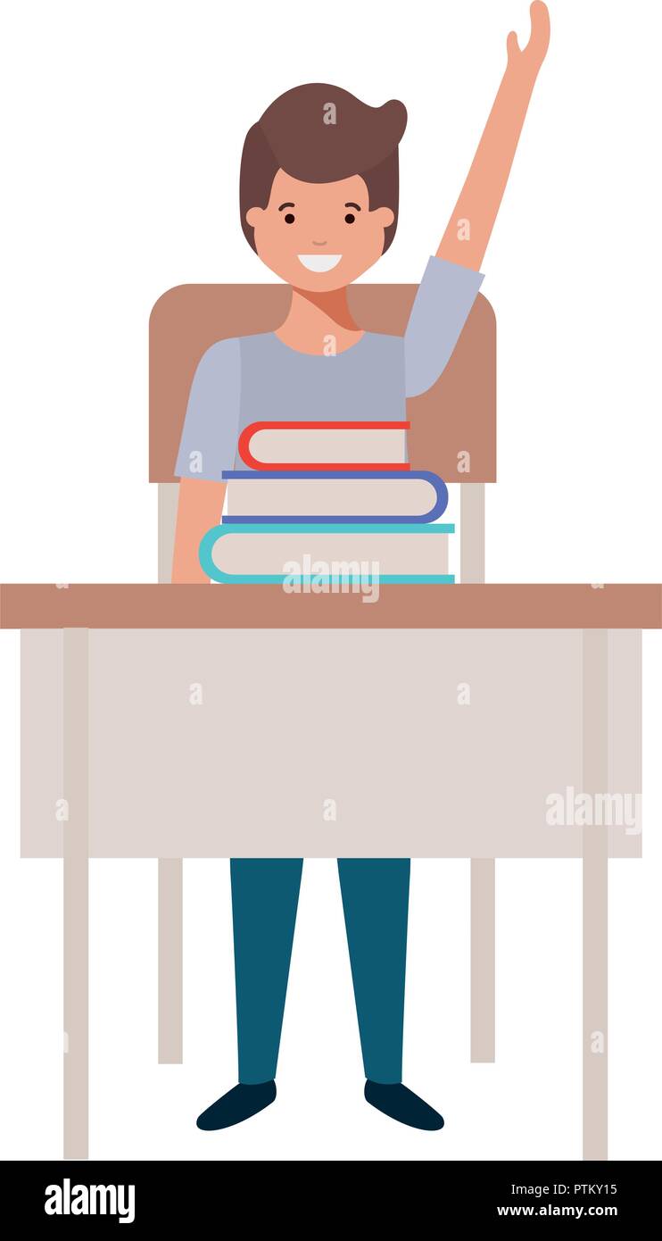Cartoon Illustration Student Desk In High Resolution Stock Photography ...