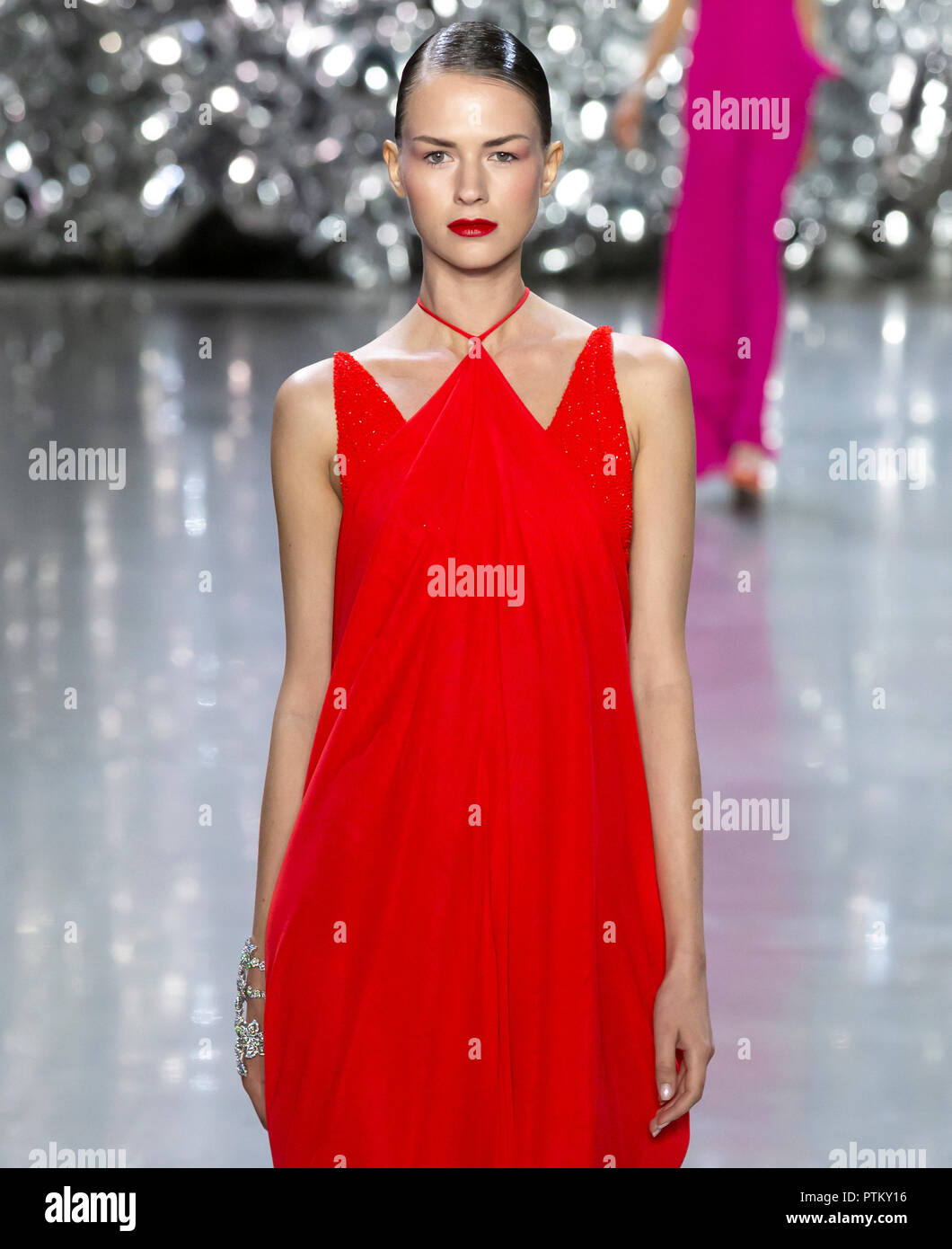 NEW YORK, NY - September 11, 2018: Alena Frolova walks the runway at ...