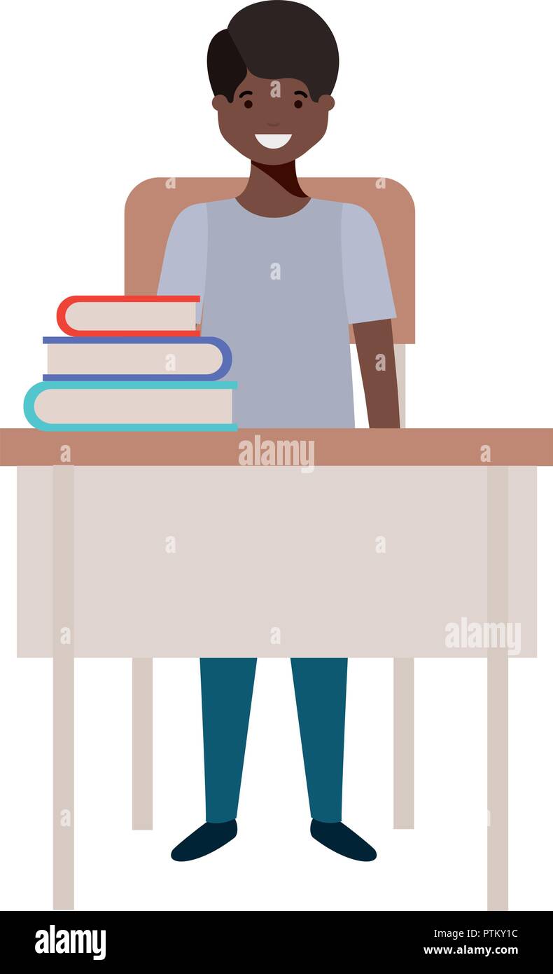 young student boy standing in school desk Stock Vector Image & Art - Alamy