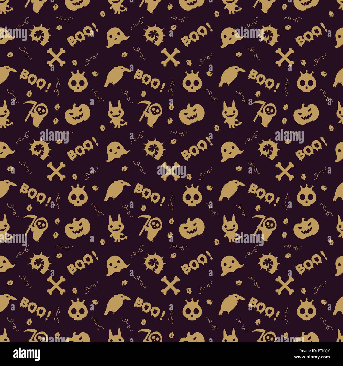 cute halloween pattern background with gold color Stock Vector Image ...