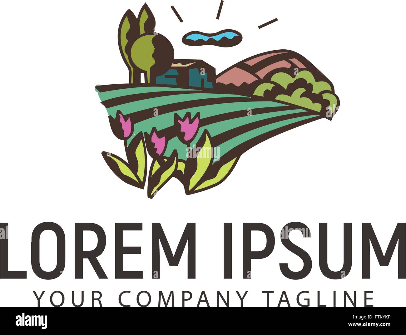 meadow hand drawn Logo design concept template design concept template ...