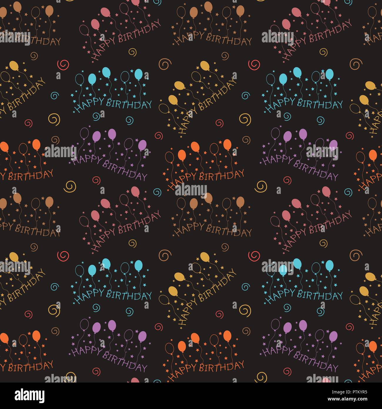 Happy birthday pattern Background with dark color Stock Vector Image ...