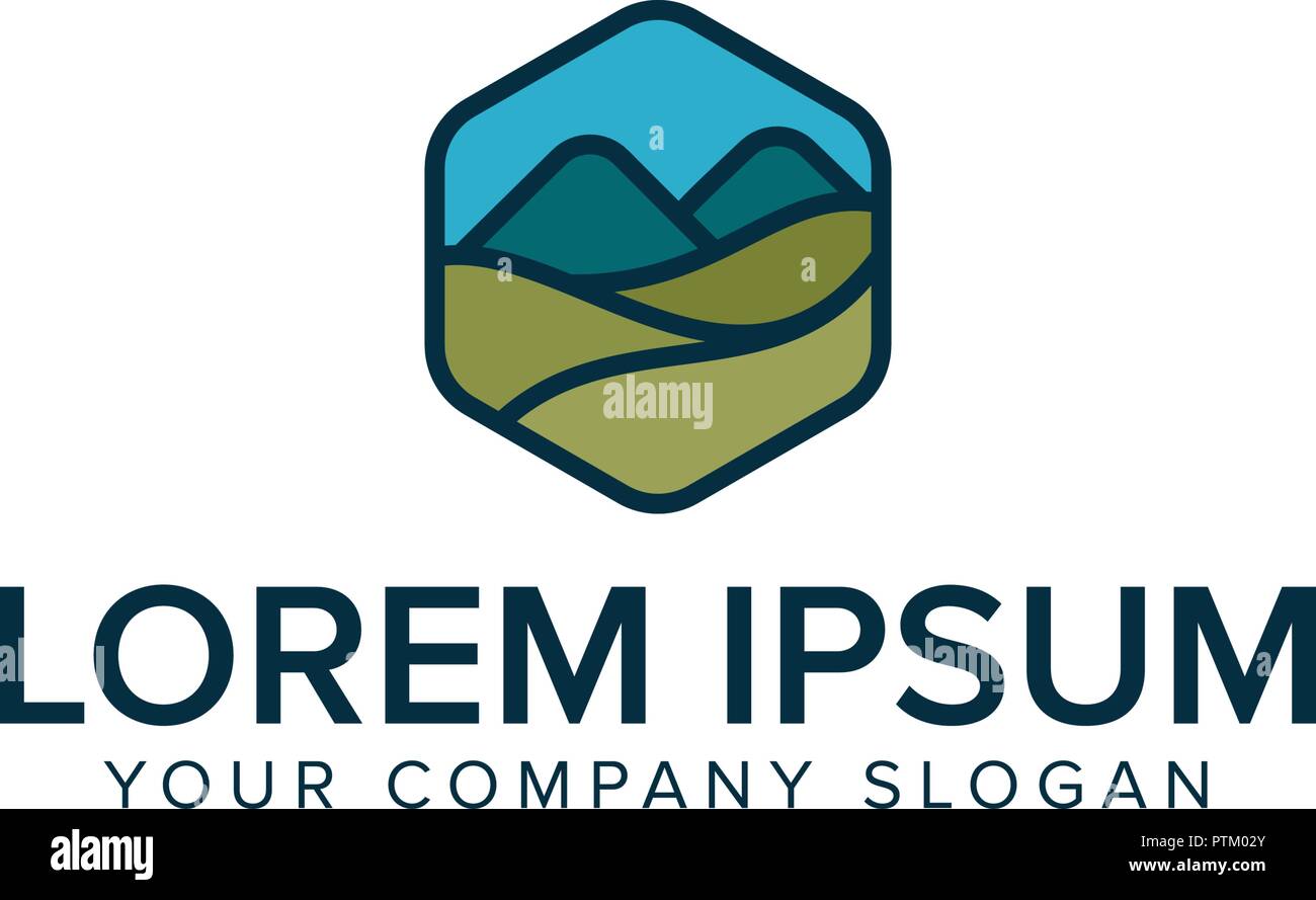 modern mountain meadow logo design concept template Stock Vector Image ...
