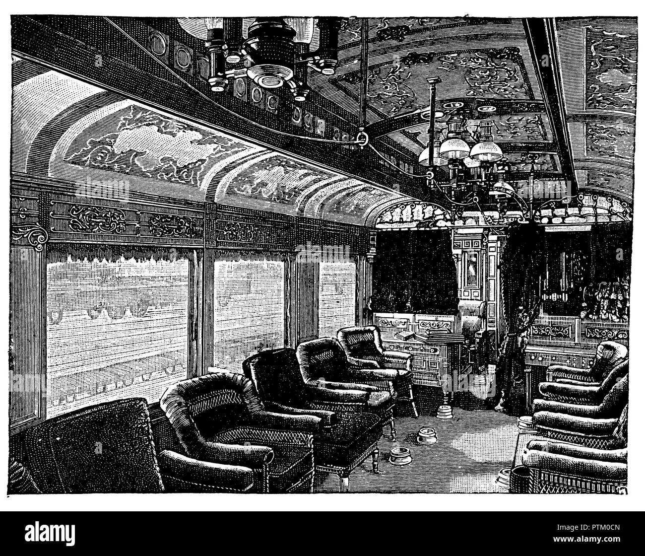 Interior of a saloon car, 1900 Stock Photo - Alamy