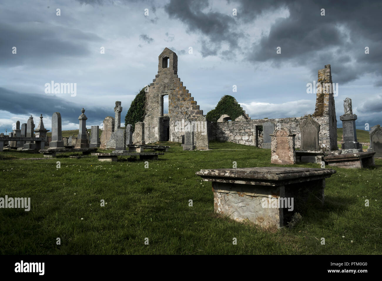 Ruins of Balnakeil Church with cemetery, Balnakeil, Sutherland ...