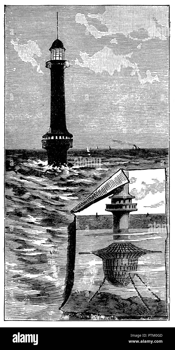 Floating iron lighthouse in the harbor of Liverpool, 1900 Stock Photo ...