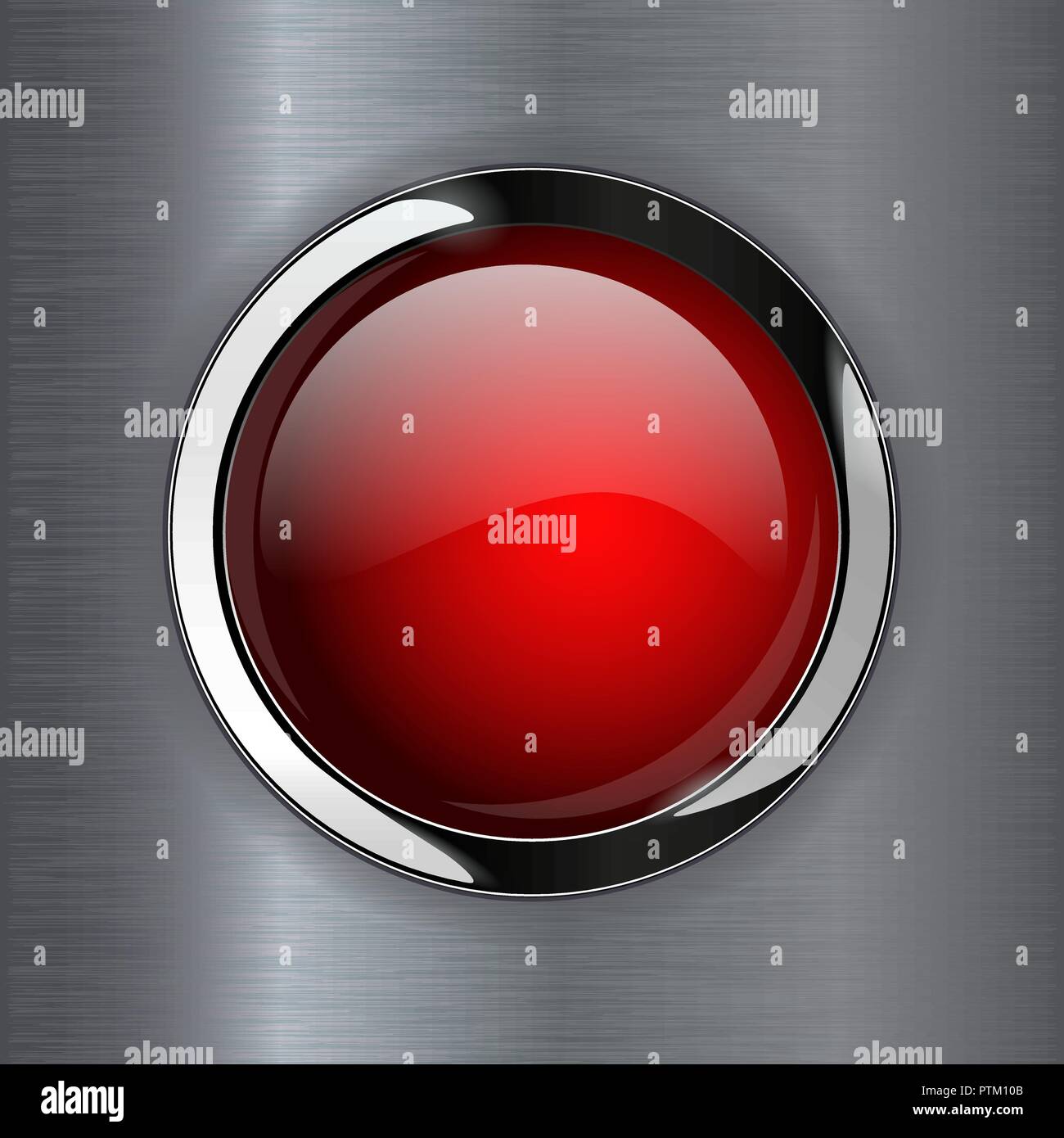 Red glass button on brushed metal background Stock Vector Image & Art ...
