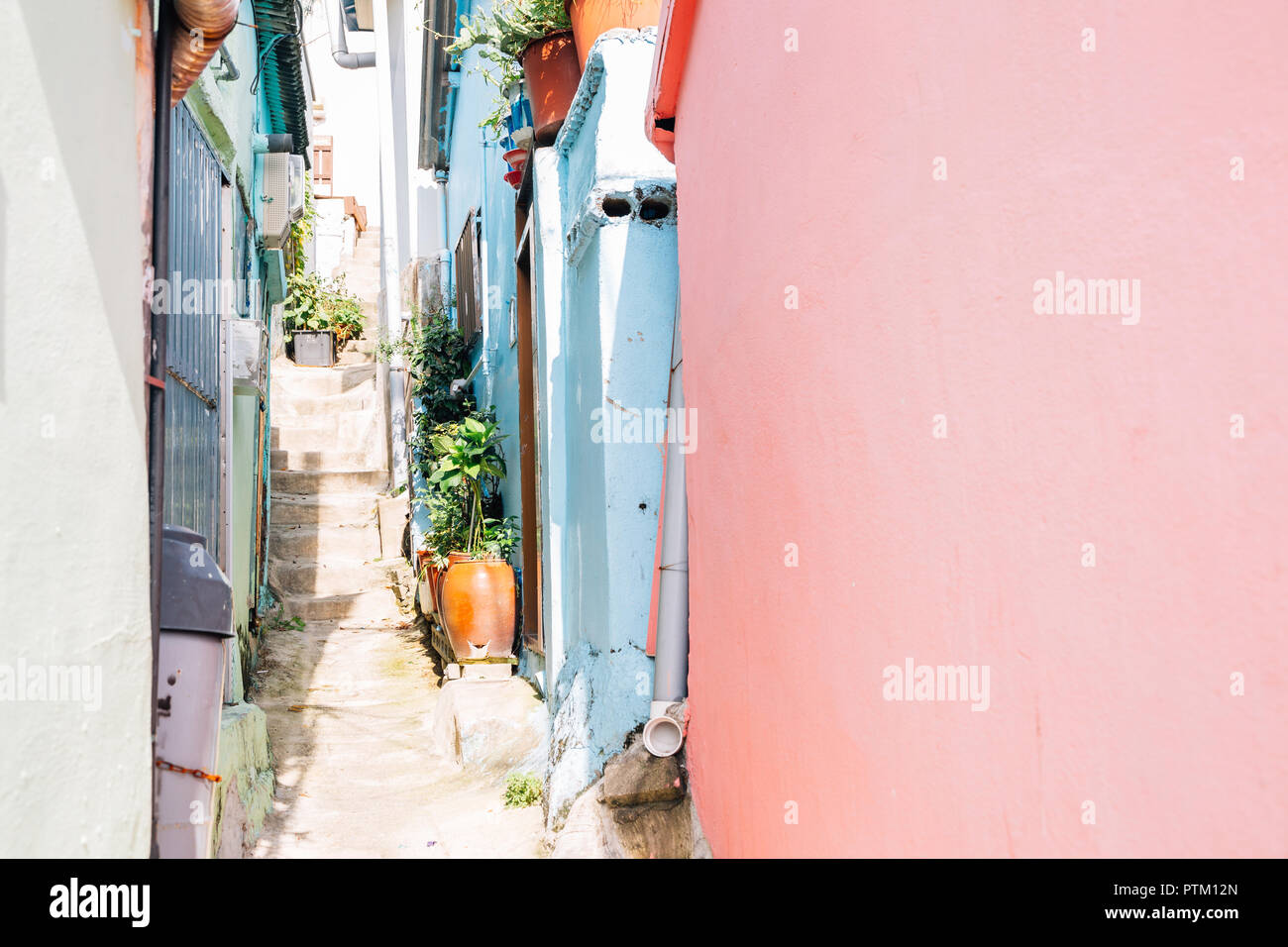Colorful house and old street at Gamcheon Culture Village in Busan ...
