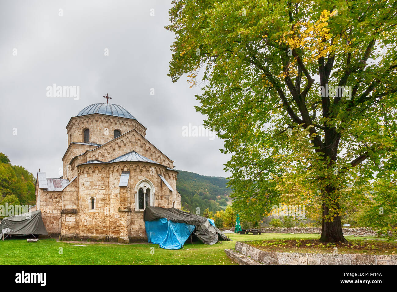 The church in the orthodox monastery Gradac in Serbia. Gradac Monastery ...