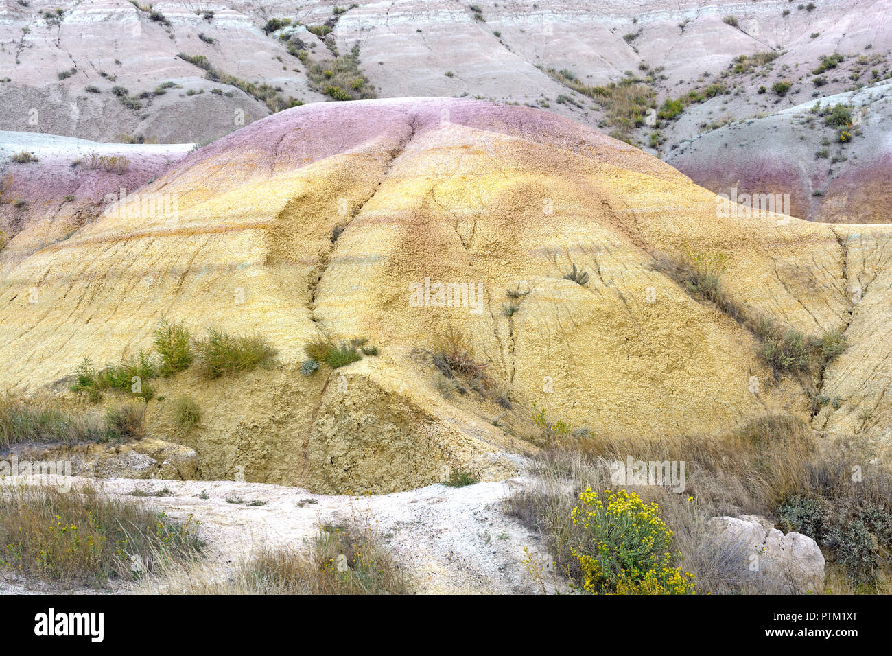 Unique Colors in a Badlands Hill in Badlands National Park in South ...